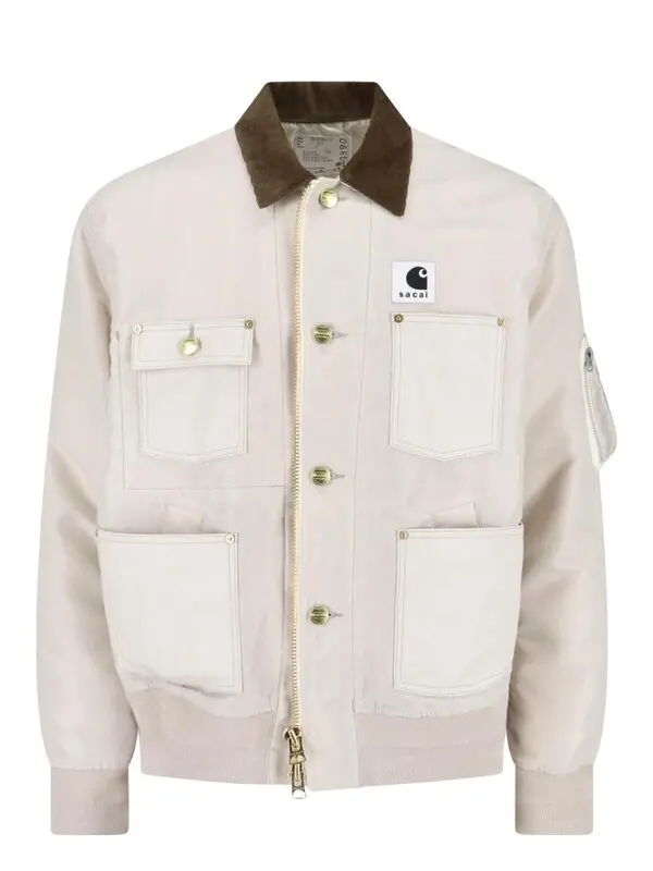 Sacai X Carhartt Wip 'detroit Canvas Ma-1' Jacket - White