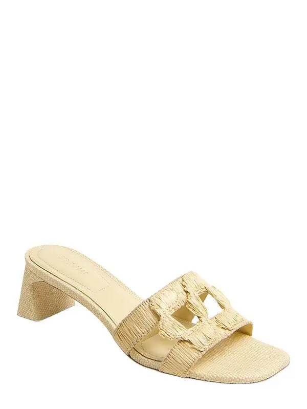 Simkhai Monogram Raffia Block Heel Sandals - Natural
