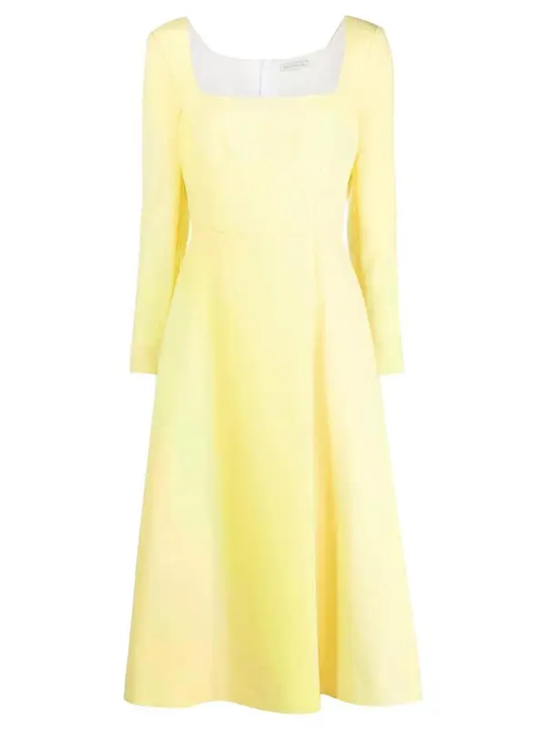 EMILIA WICKSTEAD Long-sleeve Flared Midi Dress - Yellow