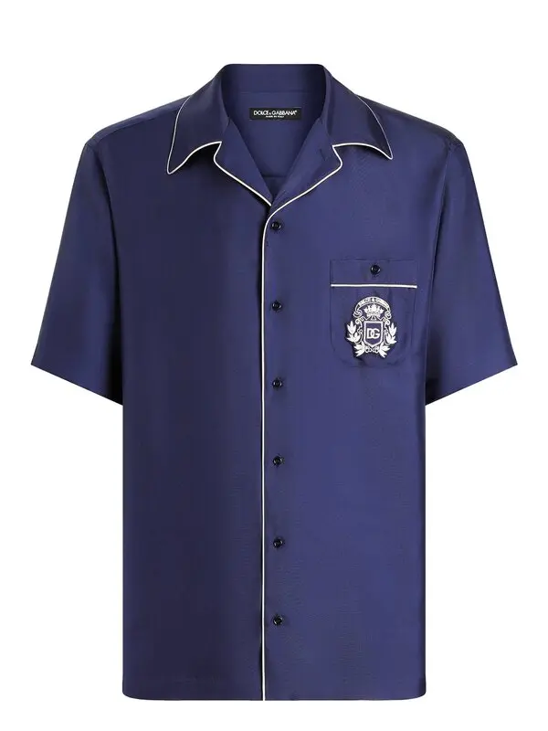 Dolce & Gabbana Hawaii Silk Shirt With Embroidery - Blue