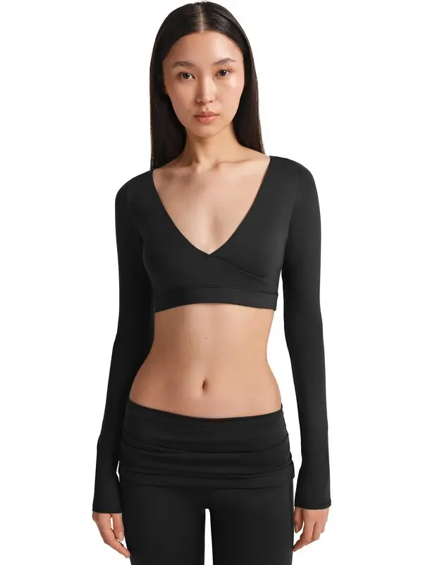 Nike Matte Long-sleeve Wrap Top - Black
