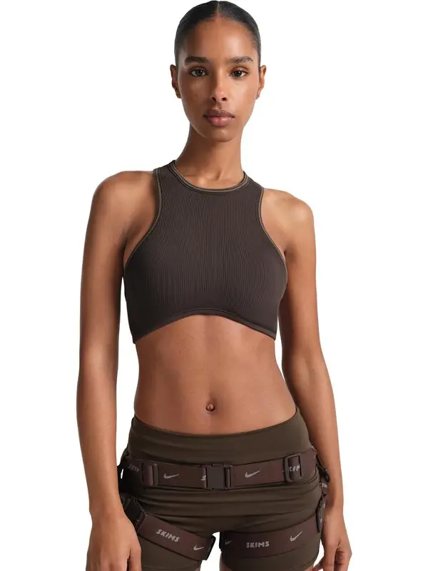 Nike Skims Ribbed Seamless Racerneck Bra - Brown