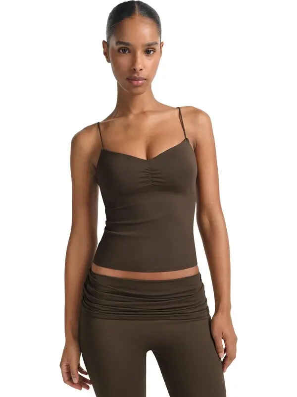 Nike Matte Shirred Tank Top - Brown