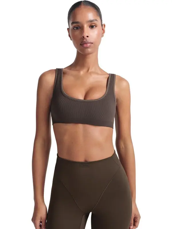 Nike Skims Ribbed Seamless Micro-scoop Bra - Brown