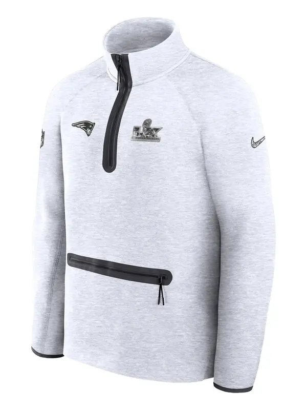 Nike New England Patriots Super Bowl Lx Opening Night Tech Fleece Nfl 1/2-zip Top - Grey