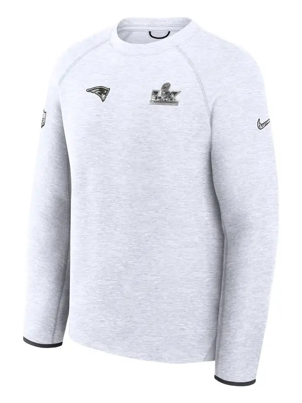 Nike New England Patriots Super Bowl Lx Opening Night Tech Fleece Nfl Pullover Crew - Grey