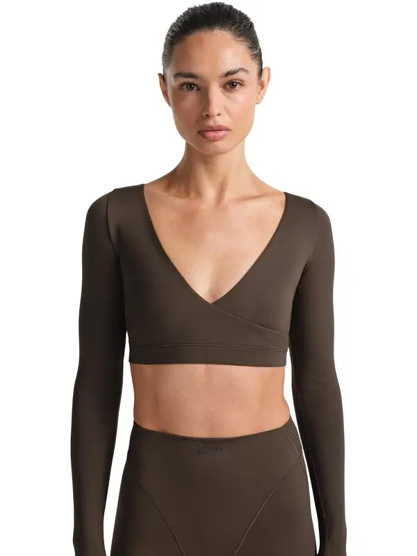 Nike Matte Long-sleeve Wrap Top - Brown