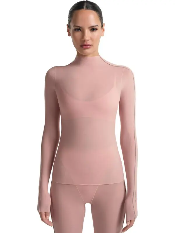 Nike Weightless Layers Mock-neck Long-sleeve Top - Pink