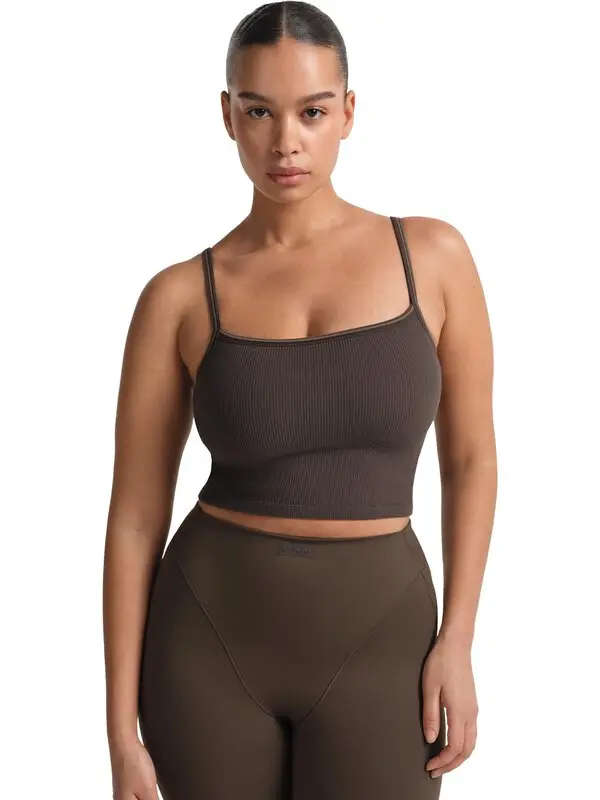 Nike Ribbed Seamless Cami Tank Top - Brown