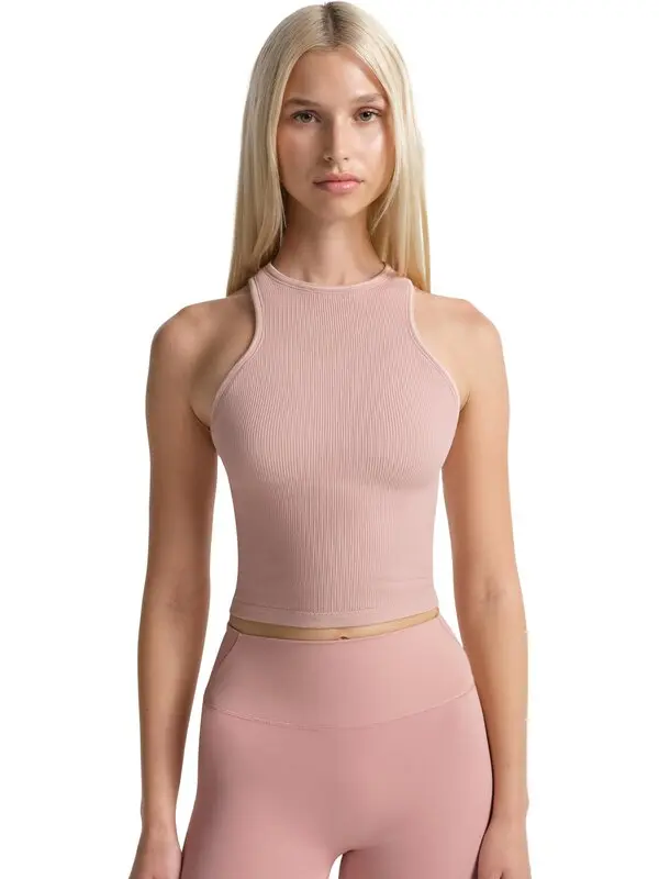Nike Ribbed Seamless Racerneck Tank Top - Pink