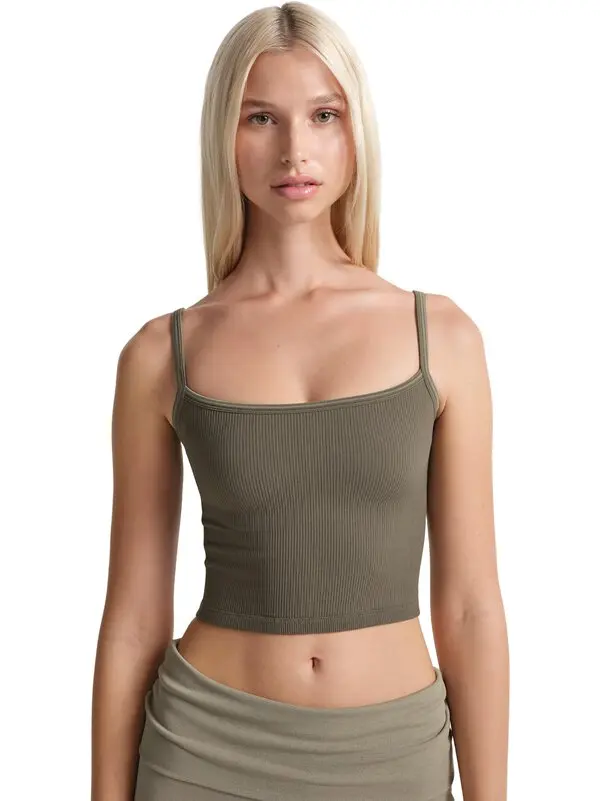 Nike Ribbed Seamless Cami Tank Top - Brown