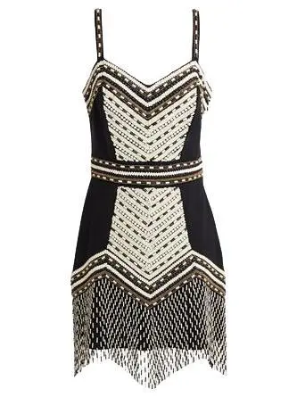 Elisabetta Franchi Crepe Flared Mini Dress - Black