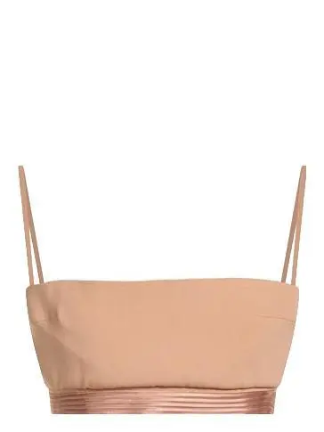 Elisabetta Franchi Crepe Crop Top With Lace And Satin Trims - Pink