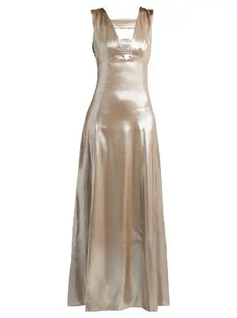 Peserico Maxi Lamé Gown - Beige