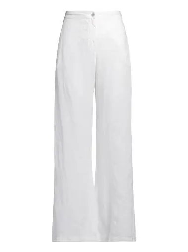 120% Lino Wide-leg Linen Pants - White