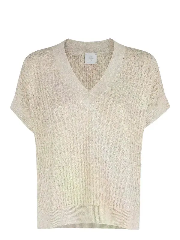 Eleventy V-neck Knit Top - Neutrals