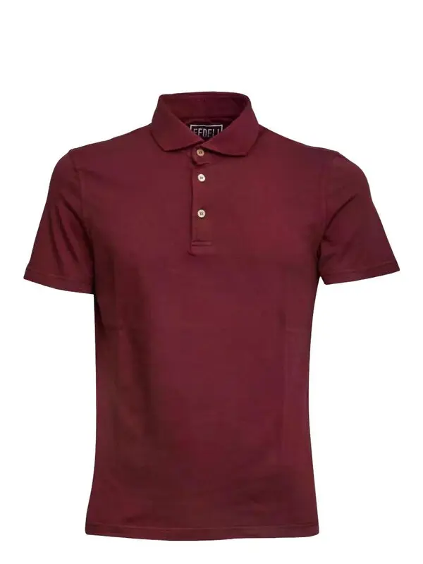 Fedeli Mother-of-pearl Button Polo Shirt - Red