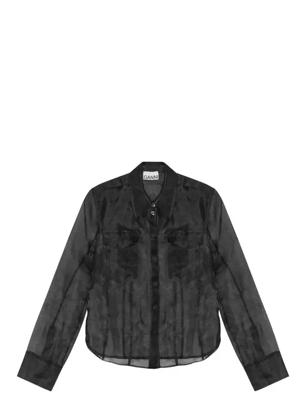 GANNI Pocket Button Shirt - Black