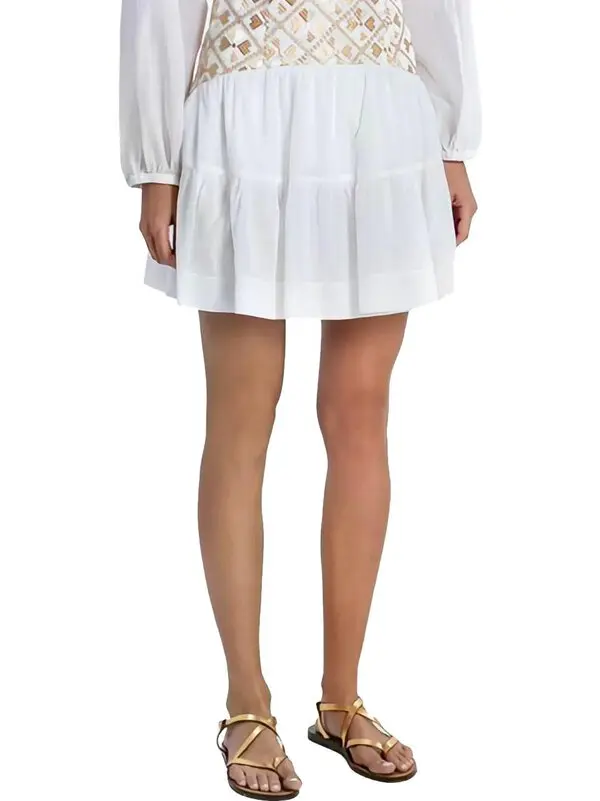 Greek Archaic Kori Ruffled Mini Skirt - White