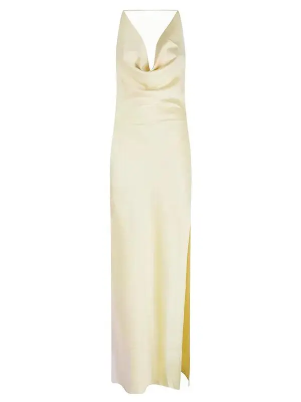 Andamane Cowl-neck Slit Maxi Dress - Neutrals