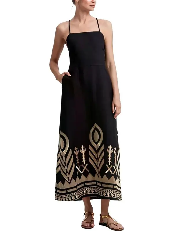 Greek Archaic Kori Cross-straps Maxi Dress - Black