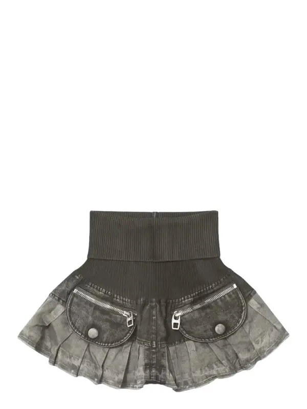 Miss Sixty X Knwls Patchwork Mini Skirt - Grey