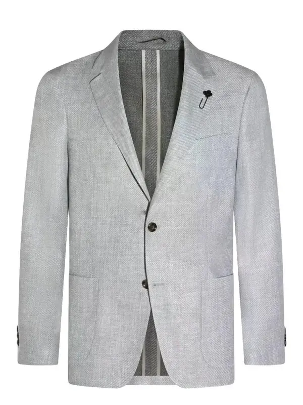 LARDINI Flower Pin Pocket Blazer - Grey