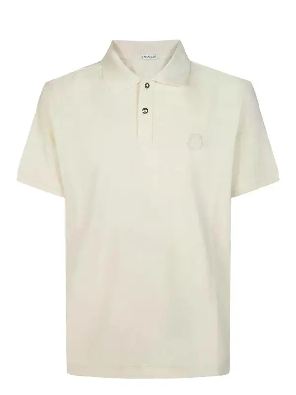 Moncler Buttoned Logo Polo Shirt - Neutrals