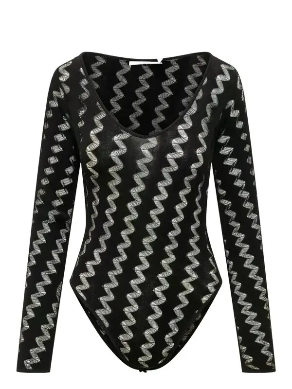 IRO PARIS Zigzag V-neck Bodysuit - Black
