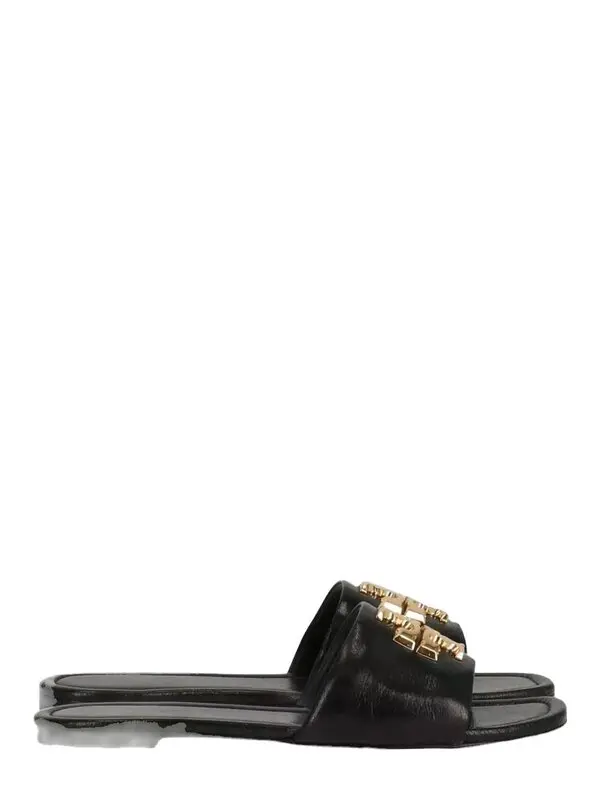 Tory Burch Eleanor T-logo Flat Sandals - Black