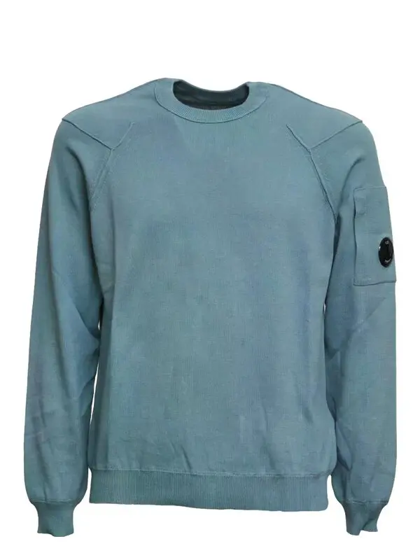 C.P. COMPANY Crewneck Sweater With Lens Detail - Blue