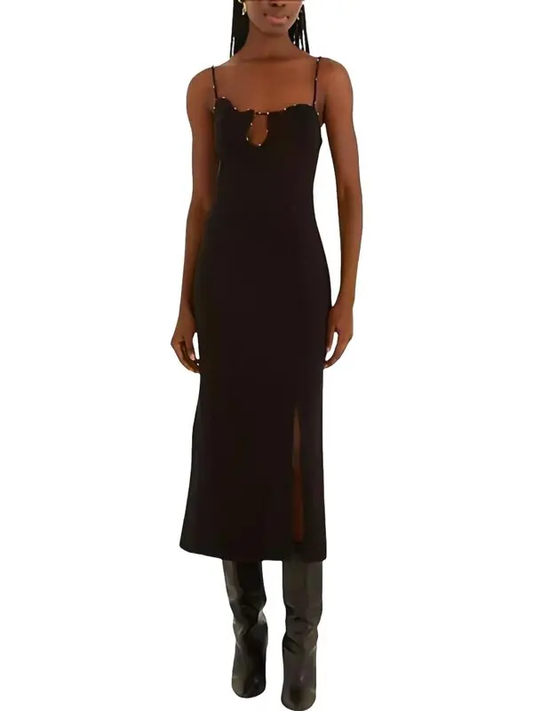 Farm Rio Beaded-embellishment Midi Dress - Black