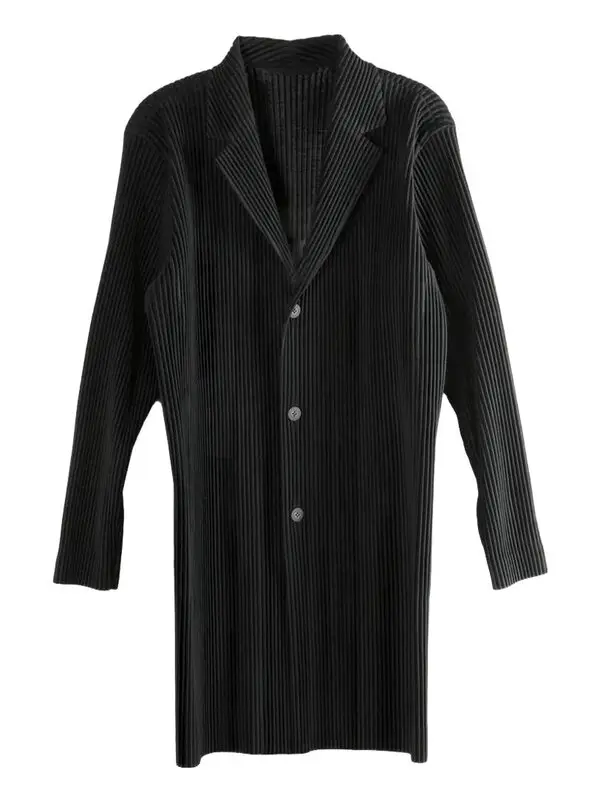 Issey Miyake Pleated Buttoned Coat - Black
