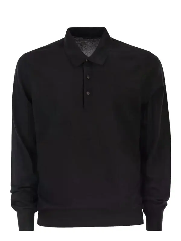 Kiton Long-sleeve Polo Shirt - Black