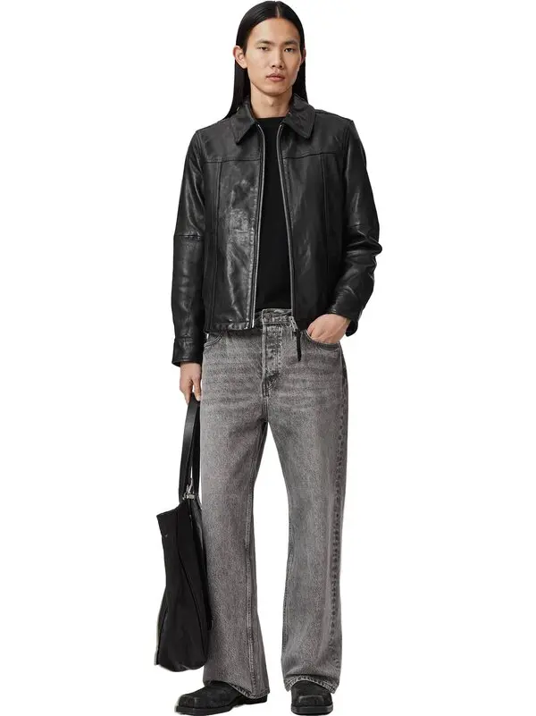 ALLSAINTS Repurpose Tailored Leather Zip-up Jacket - Black