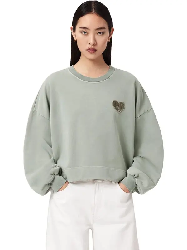 ALLSAINTS Oversized Crew Neck Sweatshirt - Abbey Stone Green