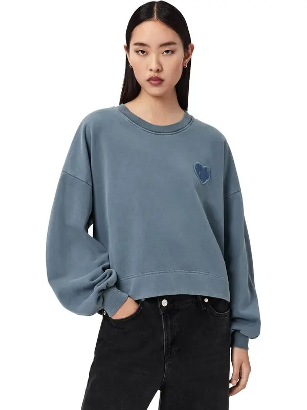 ALLSAINTS Oversized Crew Neck Sweatshirt - Flint Stone Blue