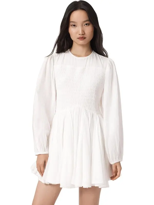 ALLSAINTS Chia Smocked Mini Dress - White