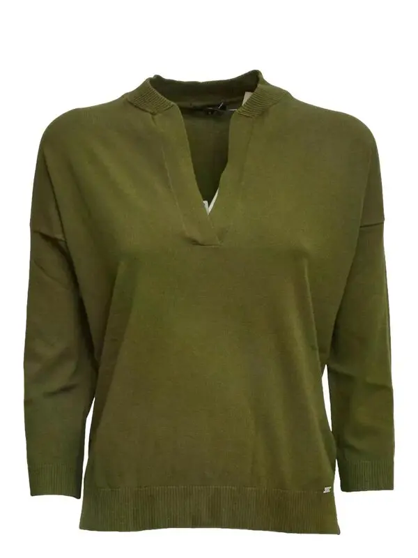 FAY Ribbed V-neck Sweater - Green