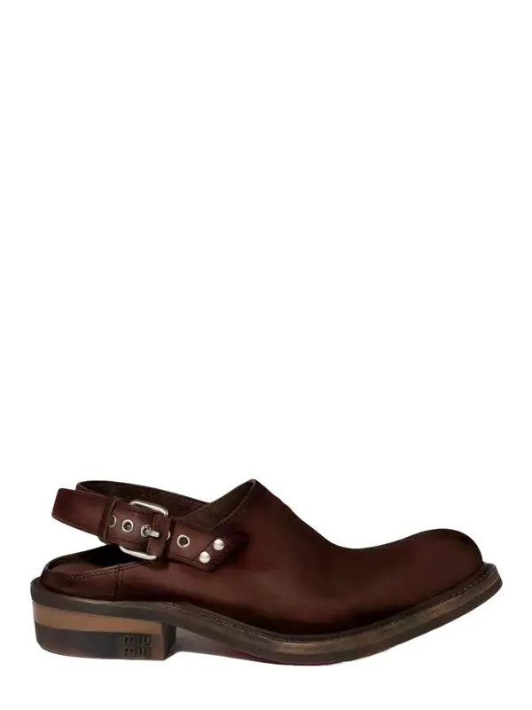 Miu Miu Buckle Mules - Brown