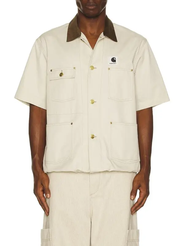 Sacai X Carhartt Wip Duck Shirt In Beige - Ivory