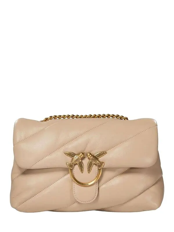 Pinko Love Puff Quilted Leather Crossbody Bag - Beige