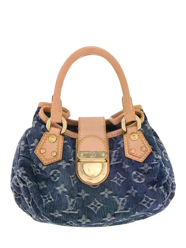 LOUIS VUITTON 2005 Denim Pleaty Monogram Tote Bag - Blue
