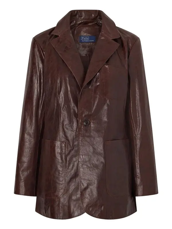Polo Ralph Lauren Glossed-leather Blazer - Brown