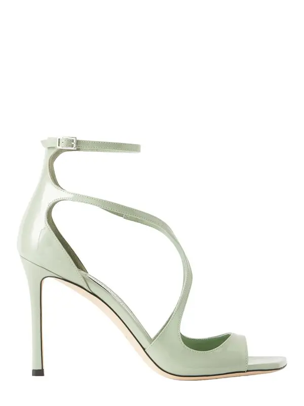 JIMMY CHOO Azia 95 Patent Leather Sandals - Green