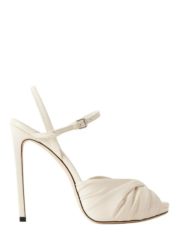 JIMMY CHOO Elly 120 Leather Sandals - Neutrals