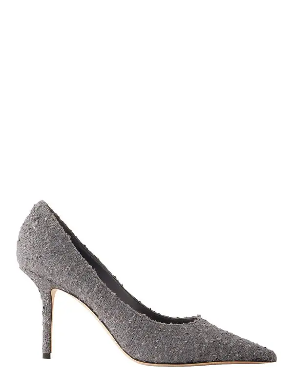 JIMMY CHOO Love 85 Metallic Tweed Pumps - Gray