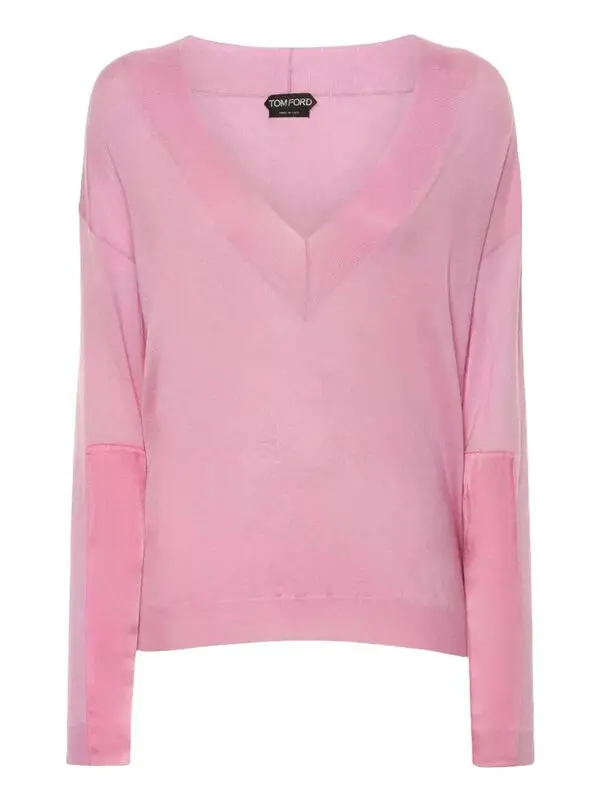 TOM FORD Fine-knit Panelled Top - Pink