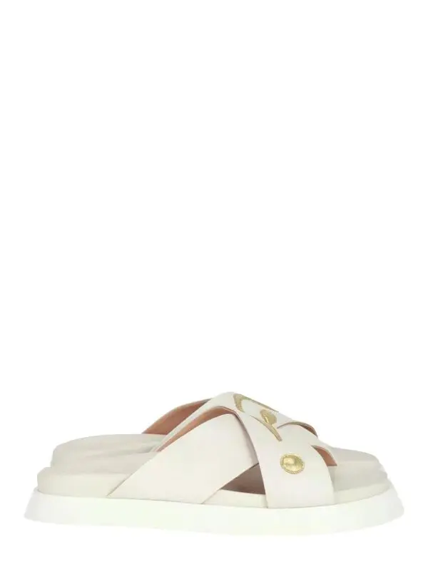 Moschino Cross Strap Logo Sandals - Neutrals