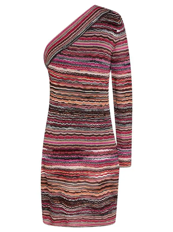 Missoni Onesleeve Metallic Crochet-knit Mini Dress - Violet